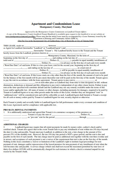 FREE 4+ Condominium Rental Sample or Forms in PDF | MS Word