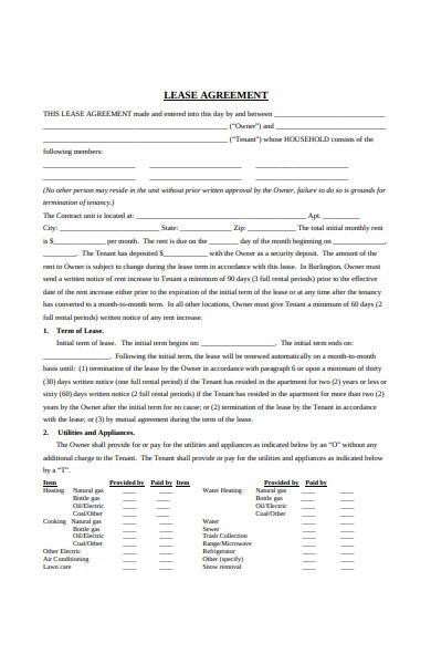 FREE 6+ Joint Lease Agreements in PDF | MS Word