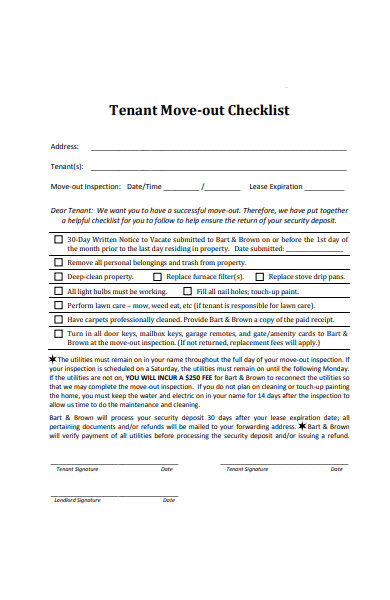 FREE 13+ Move-in / Move-out Inspection Checklist Samples, PDF, MS Word ...