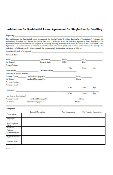 FREE 5+ Residential Lease Addendum Forms in PDF | MS Word