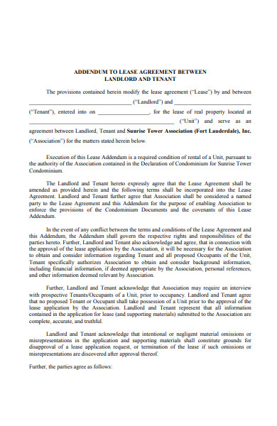 FREE 8+ Lease Extension Addendum Form Samples, PDF, MS Word, Google Docs