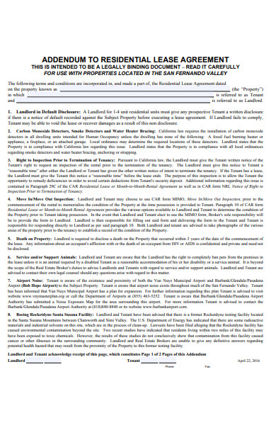 FREE 5+ Residential Lease Addendum Forms in PDF | MS Word