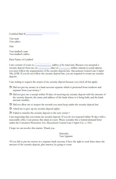 FREE 9+ Security Deposit Return Letter Samples, PDF, MS Word, Google Docs