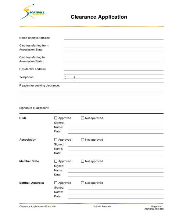 FREE 8+ Clearance Application Forms in PDF | MS Word