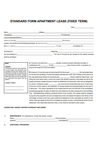 FREE 9+ Apartment Lease Agreements in PDF | MS Word