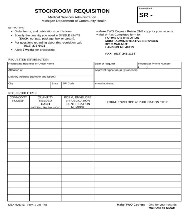 FREE 5+ Stockroom Requisition Forms in PDF | MS Word | Excel