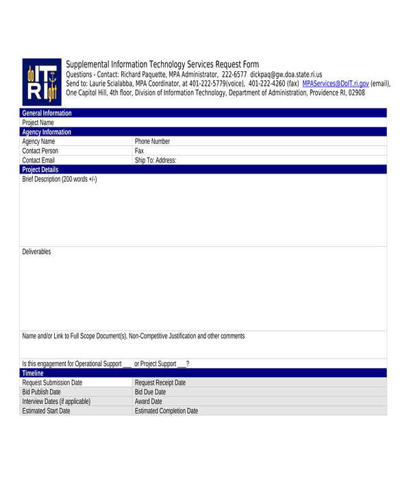 FREE 6+ IT Service Request Forms in PDF | MS Word
