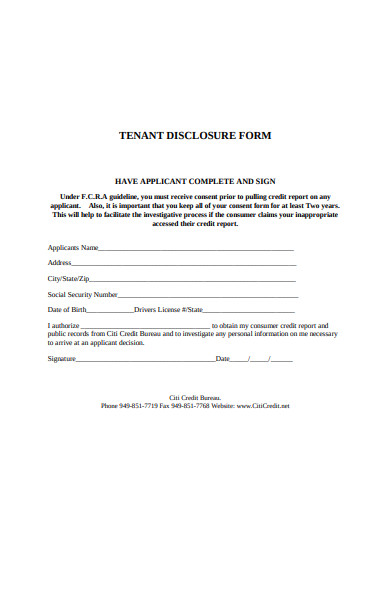 FREE 5+ Tenant Disclosure Forms in PDF | MS Word