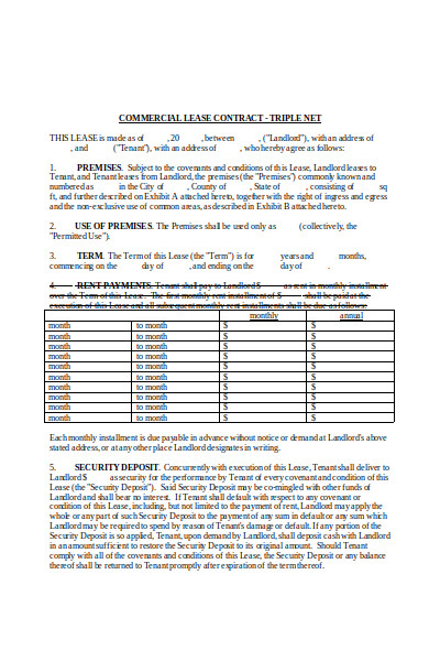 FREE 3+ Triple-Net (NNN) Lease Agreement Samples in PDF | MS Word