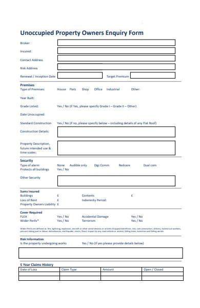 FREE 7+ Property Enquiry Forms in PDF | MS Word
