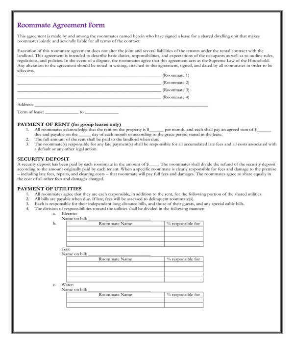 FREE 5+ Roommate Rental Agreement Forms in PDF | MS Word