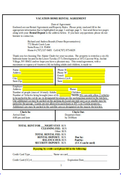FREE 5+ Weekly Rental Agreement Forms in PDF | MS Word