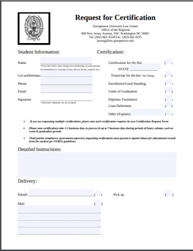 FREE 9+ Certification Request Forms in PDF | MS Word