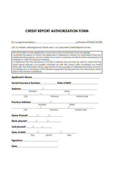 FREE 10+ Credit Report Authorization Form Samples in PDF | MS Word