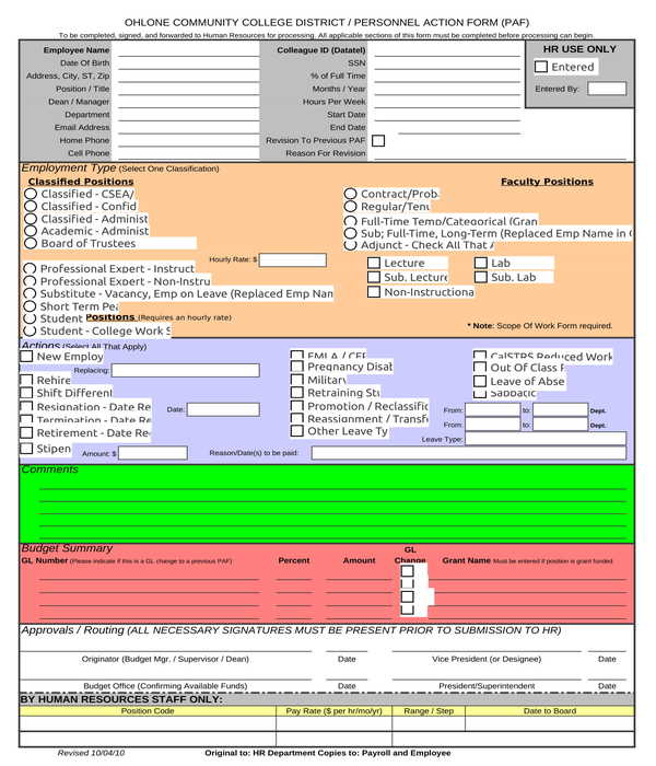 FREE 7+ Personnel Action Forms in PDF | Excel | MS Word