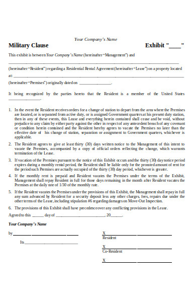 FREE 3+ Military Clause Addendum Forms in PDF | MS Word