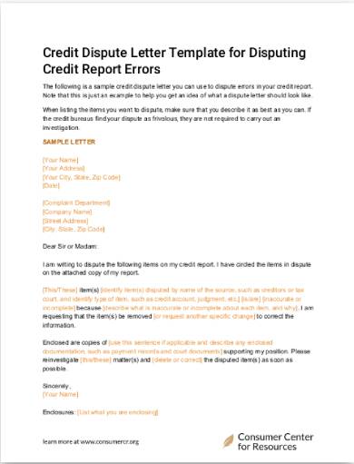 FREE 11+ Credit Report Dispute Letter Samples, PDF, MS Word, Google Docs