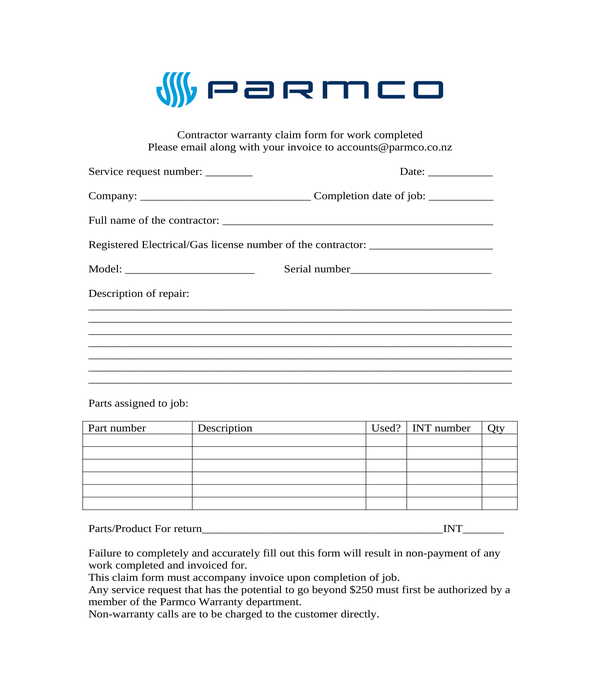 FREE 13+ Warranty Claim Form Samples, PDF, MS Word, Google Docs, Excel