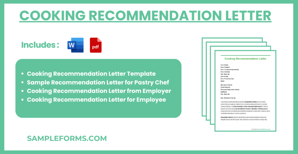 FREE 9+ Cooking Recommendation Letter Samples, PDF, MS Word, Google Docs