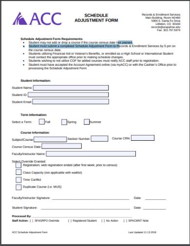FREE 14+ Schedule Adjustment Forms in PDF | MS Word