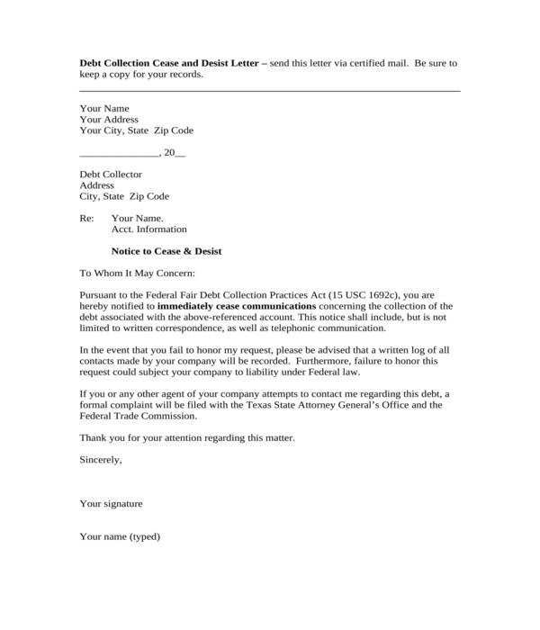 Example Debt Collection Letter Templates In Word And Pdf Formats Page 