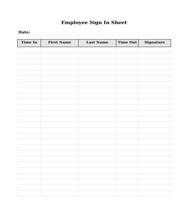 FREE 15+ Employee Sign-In Sheet Samples, PDF, MS Word, Google Docs, Excel