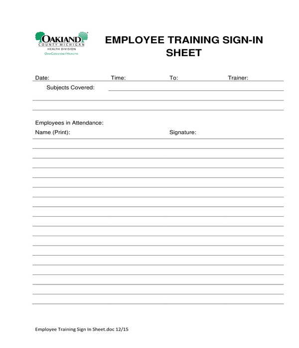 FREE 15+ Employee Sign-In Sheet Samples, PDF, MS Word, Google Docs, Excel