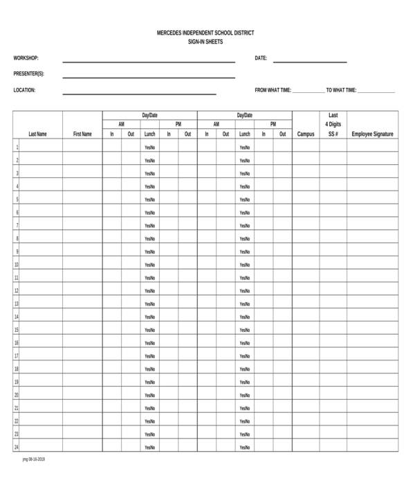 FREE 15+ Employee Sign-In Sheet Samples, PDF, MS Word, Google Docs, Excel