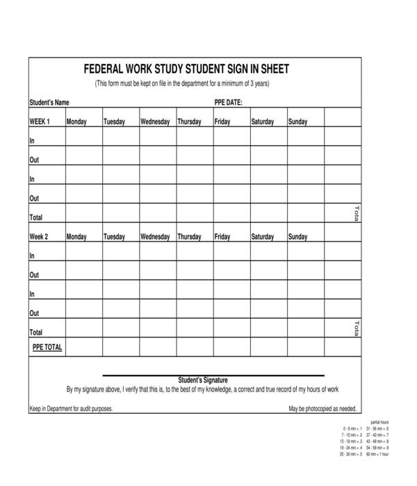 FREE 11+ Student Sign In Sheets in PDF | MS Word | Excel