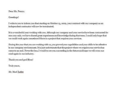 FREE 9+ Contractor Termination Letter Samples, PDF, MS Word, Google Docs