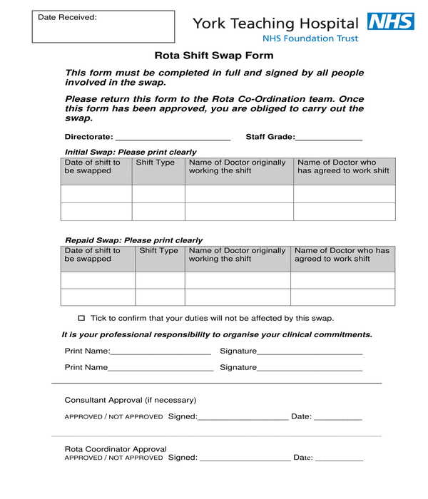 FREE 10+ Employee Shift Swap Form Samples, PDF, MS Word, Google Docs