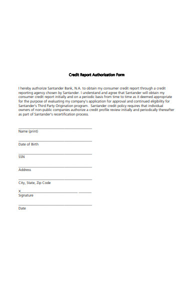 FREE 10+ Credit Report Authorization Form Samples in PDF | MS Word