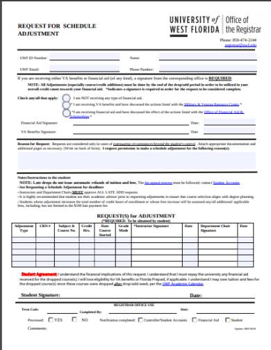 FREE 14+ Schedule Adjustment Forms in PDF | MS Word