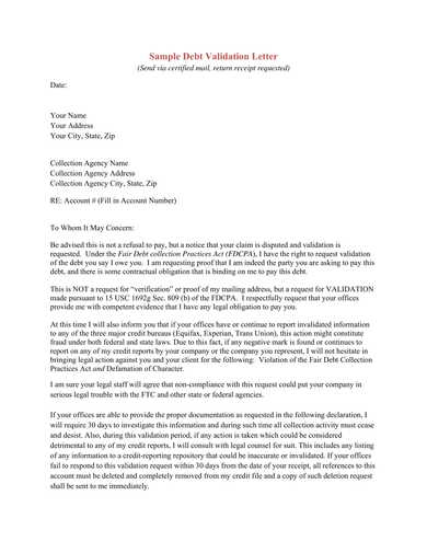 FREE 10+ Debt Validation Letter Samples, PDF, MS Word, Google Docs