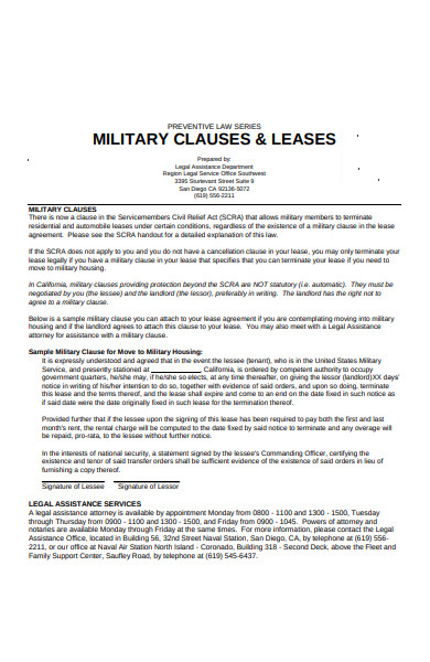 FREE 3+ Military Clause Addendum Forms in PDF | MS Word