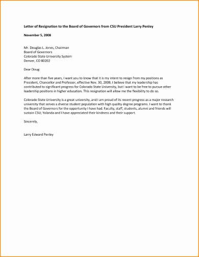 Sample Resignation Letter Board Of Directors Nonprofit Collection 