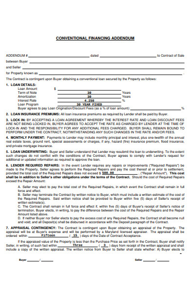 FREE 3+ USDA Financing Addendum Samples in PDF | MS Word