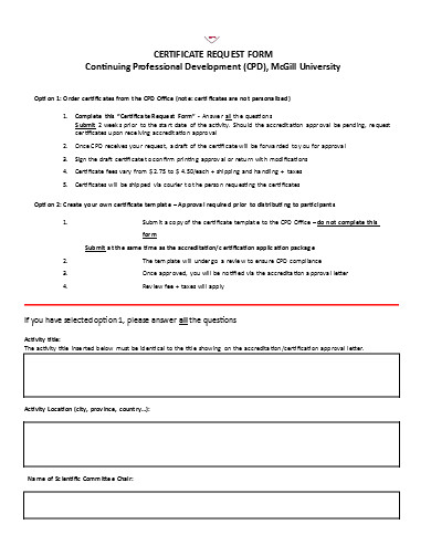 FREE 9+ Certification Request Forms in PDF | MS Word