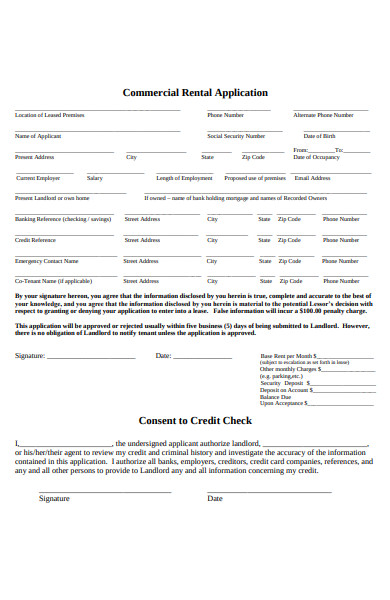 FREE 10+ Commercial Rental Application Sample Forms in PDF | MS Word