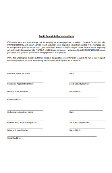FREE 10+ Credit Report Authorization Form Samples in PDF | MS Word