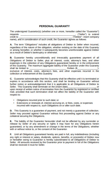 FREE 3+ Release of Personal Guarantee Forms in PDF | MS Word