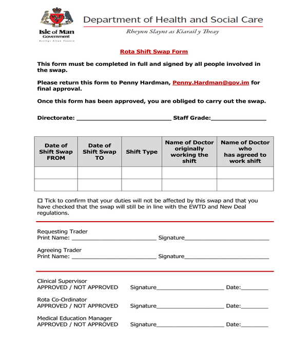 FREE 10+ Employee Shift Swap Form Samples, PDF, MS Word, Google Docs