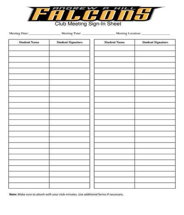 FREE 11+ Student Sign In Sheets in PDF | MS Word | Excel