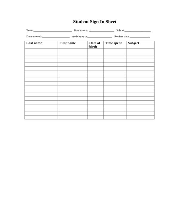 FREE 11+ Student Sign In Sheets in PDF | MS Word | Excel