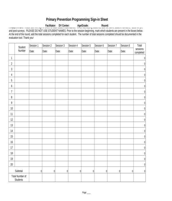 FREE 11+ Student Sign In Sheets in PDF | MS Word | Excel