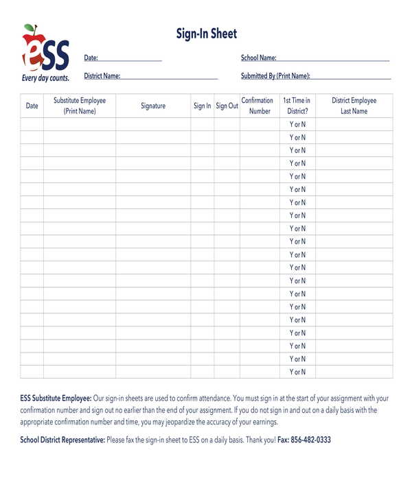 FREE 15+ Employee Sign-In Sheet Samples, PDF, MS Word, Google Docs, Excel