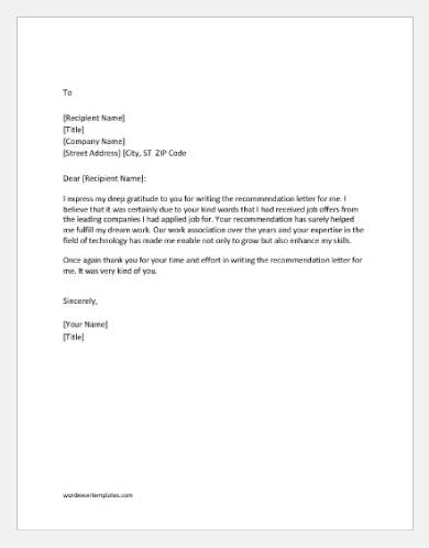 FREE 13+ Thank You for a Recommendation Letter Samples, PDF, MS Word ...