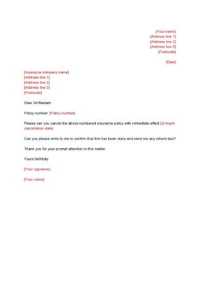 FREE 5 Insurance Termination Letter Samples In PDF MS Word