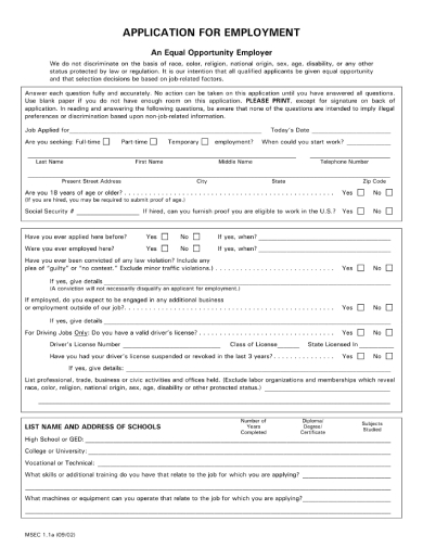FREE 10+ New Job Application Forms in PDF | MS Word | Excel