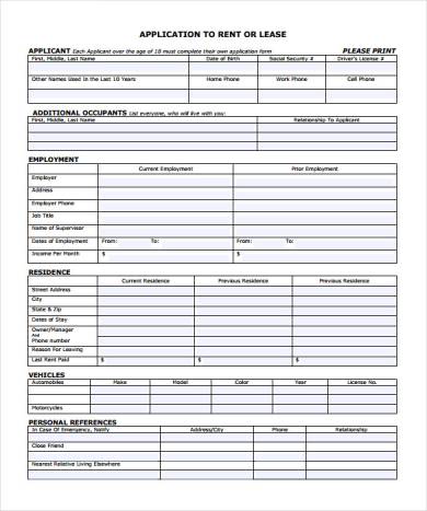 FREE 6+ Leasing Application Forms in PDF | MS Word